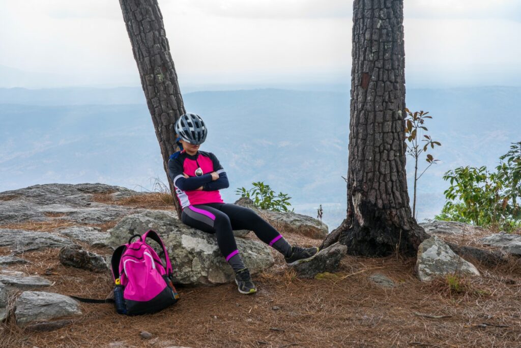 Female cyclist sleeping - Cycle Sprog